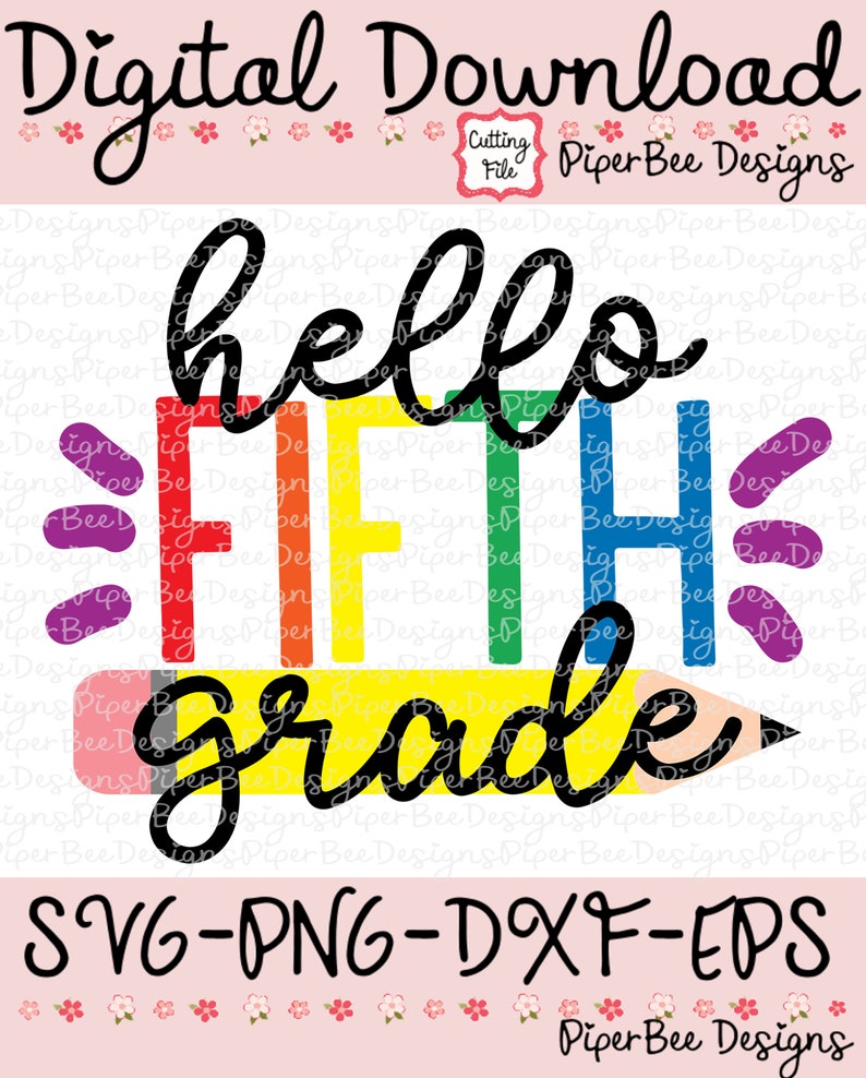 Hello Fifth Grade SVG 5th Grade SVG Back to School Svg 5th - Etsy