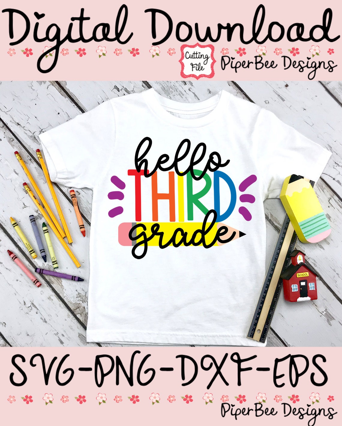 Hello Third Grade SVG 3rd Grade SVG Back to School Svg 3rd | Etsy
