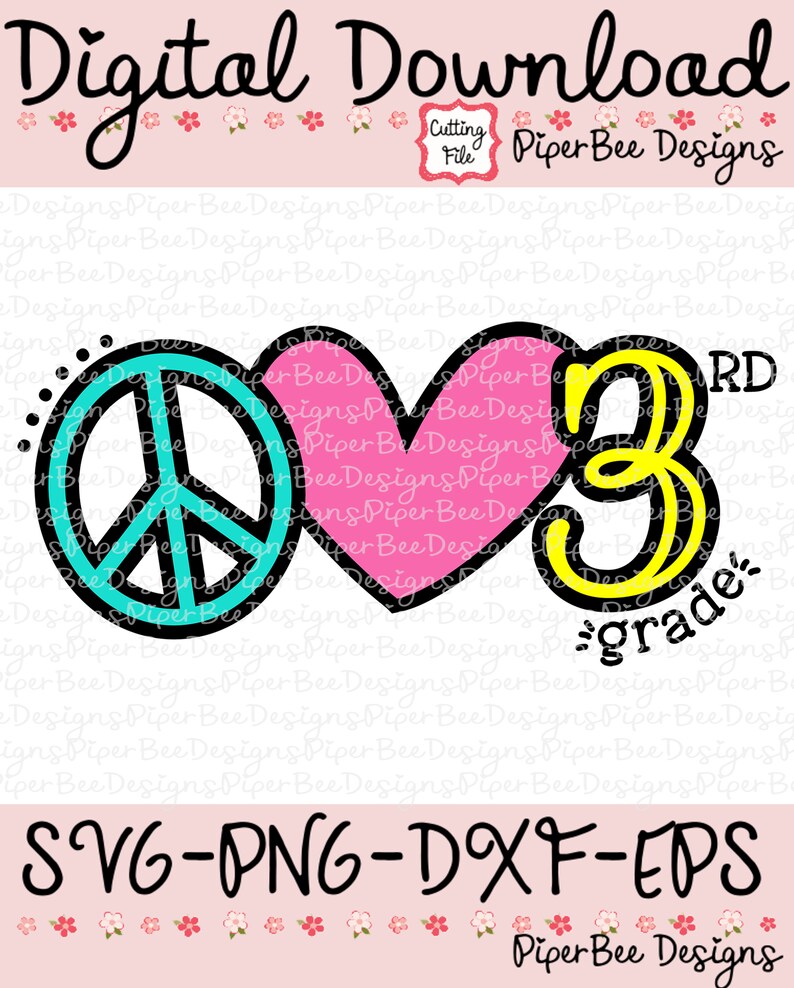 Back to School 3rd Grade Svg Peace Love Third Grade School - Etsy