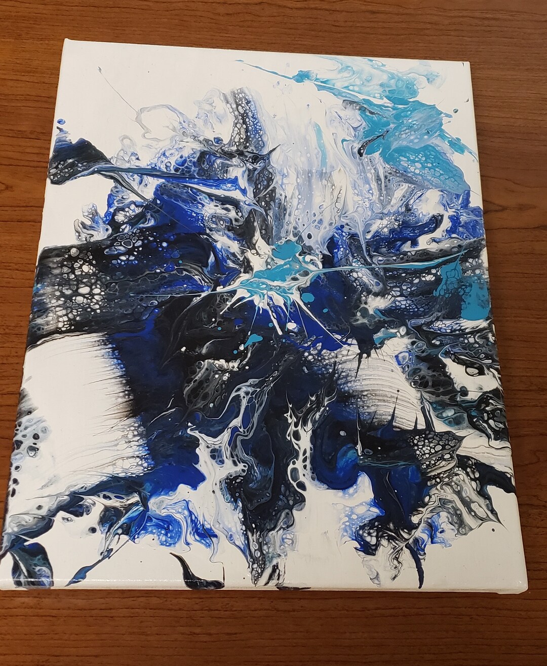 Turquoise Dream Drip: Acrylic Abstract Fluid Pour Painting. 11in X 14in ...
