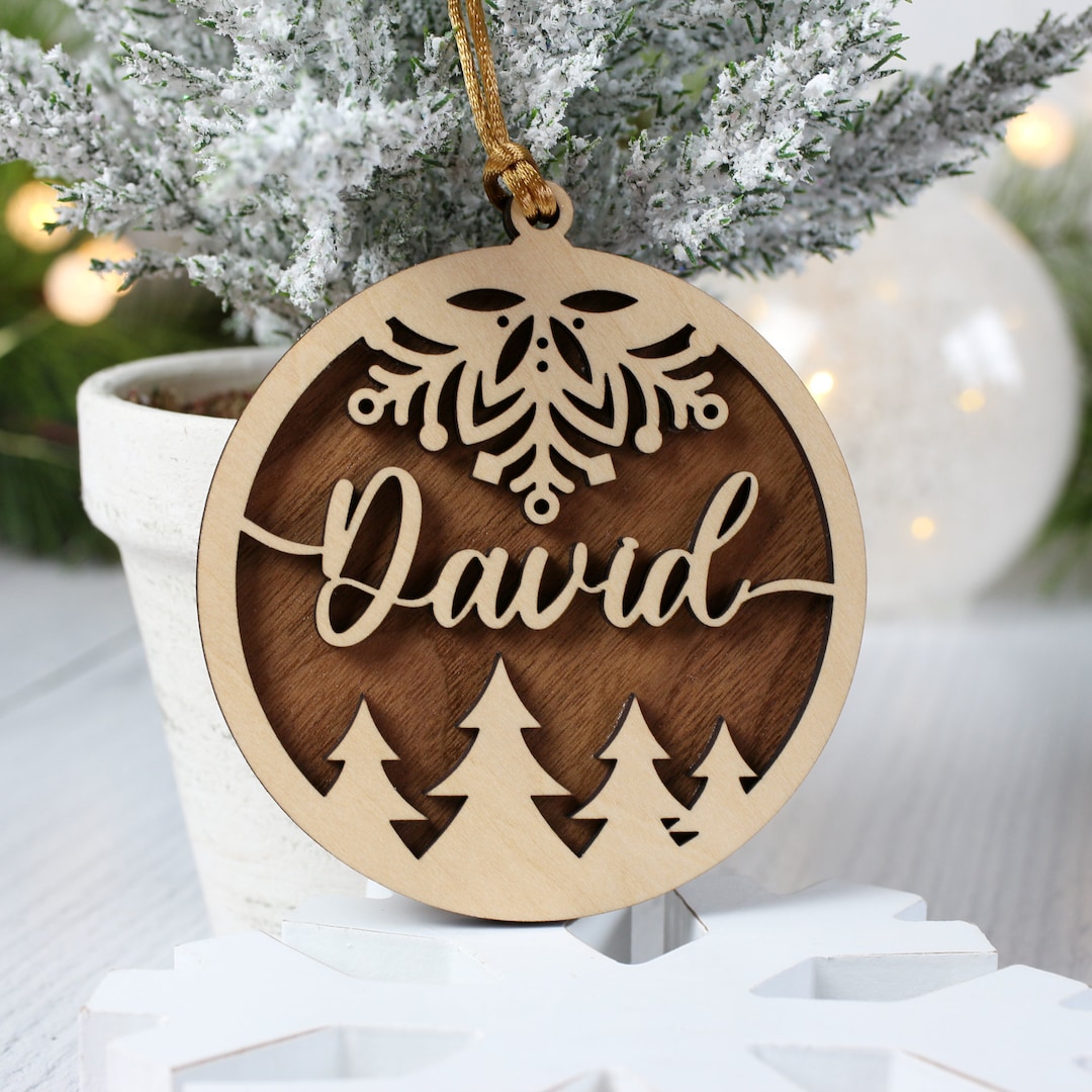 Personalized Wooden Christmas Ornament With Name, Custom Wooden Name ...