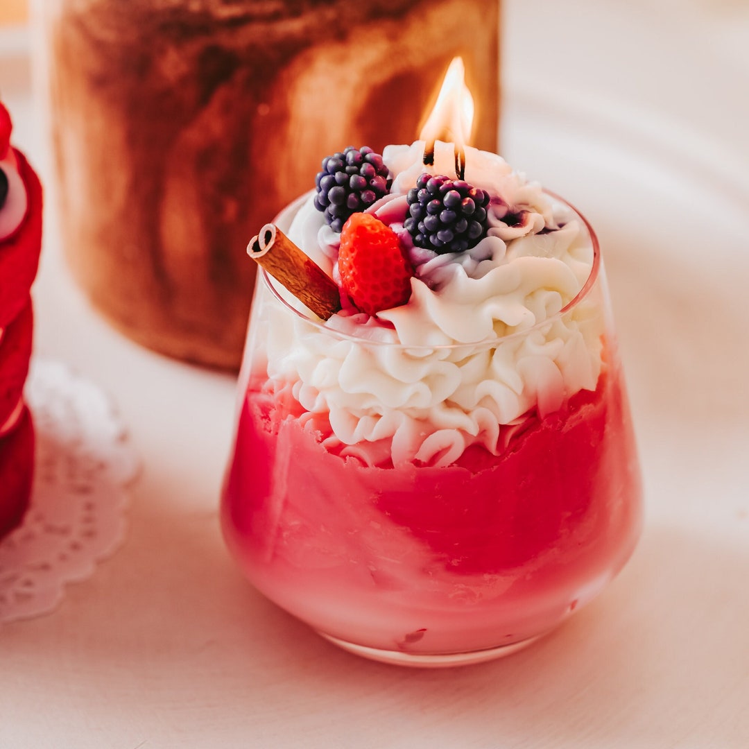 Strawberry Milk Bobo Tea Dessert Candle in Glass Jar, Peach Oolong ...