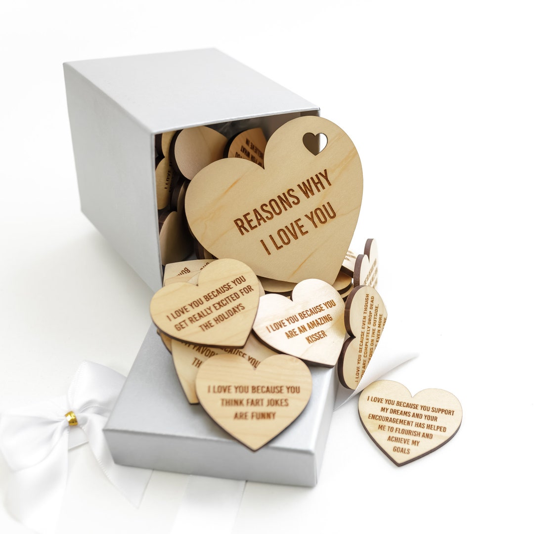 Reasons Why I Love You - Wooden Love Hearts Comes in Elegant Gift Box ...