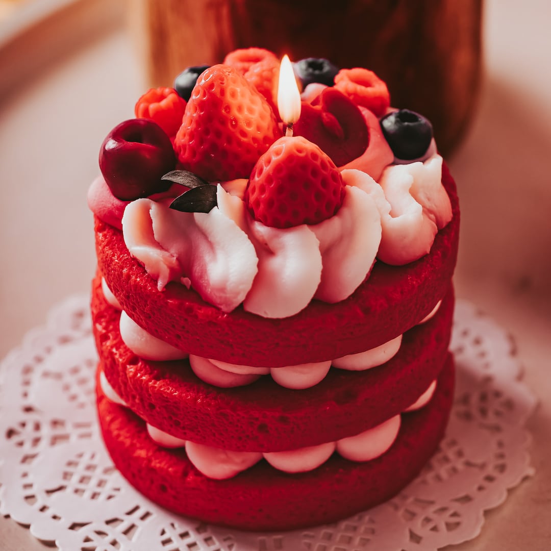 Cake Dessert Candle, Scented Soy Wax Candle, Red Velvet Candle ...