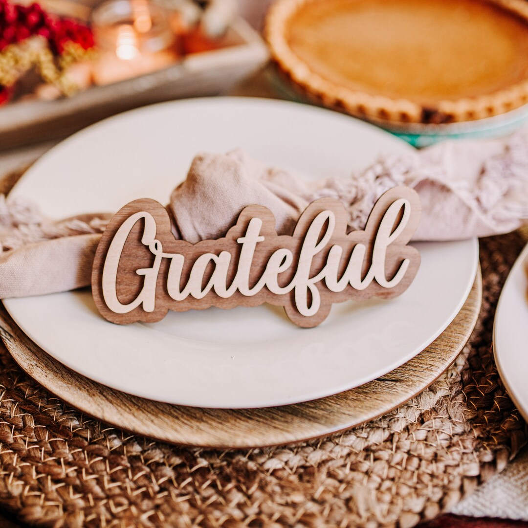 Grateful Place Setting Sign, Christmas Table Decor, Winter Wedding Sign ...