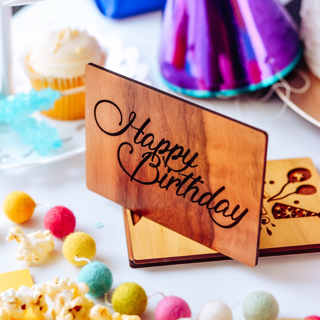 Personalized Happy Birthday Card Engraved Cute Birthday Card - Etsy