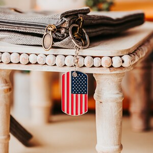 US American Flag Keychain, Patriotic USA Flag Keyring, American Flag ...