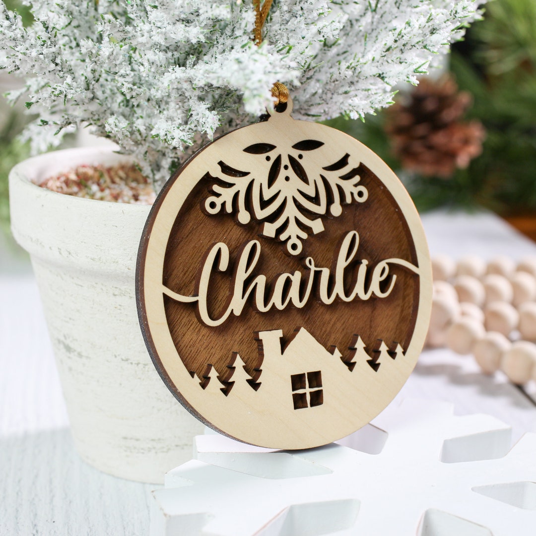 Personalized Wooden Christmas Ornament With Name, Custom Wooden Name ...