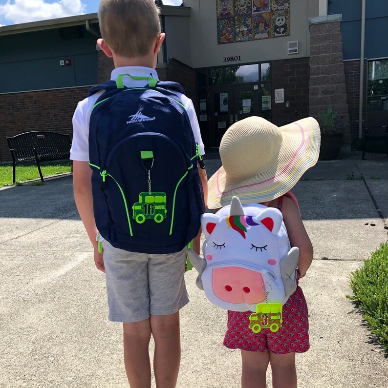 School Bus Rider Backpack Tag. First Day of School Keychain. - Etsy