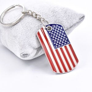 US American Flag Keychain, Patriotic USA Flag Keyring, American Flag ...