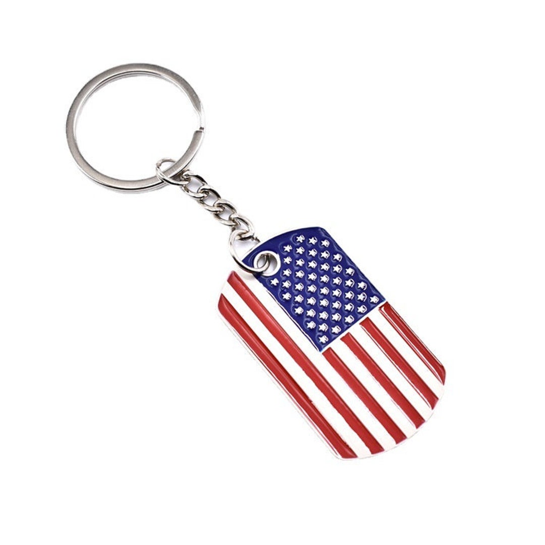 US American Flag Keychain Patriotic USA Flag Keyring - Etsy