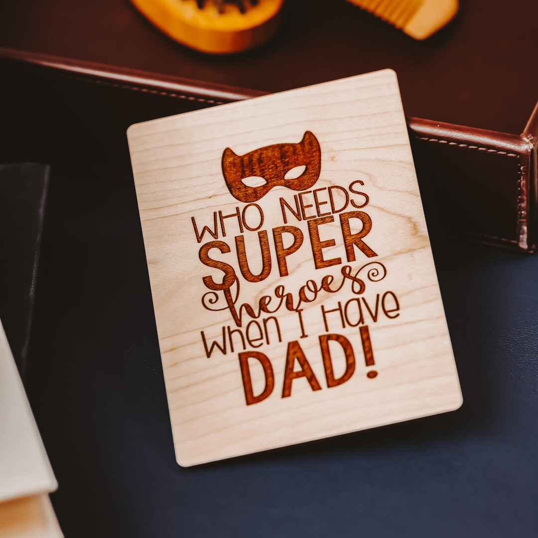 Superdad, Fathers Day Gift From Kids, Fathers Day Card, Wooden Card, - Etsy