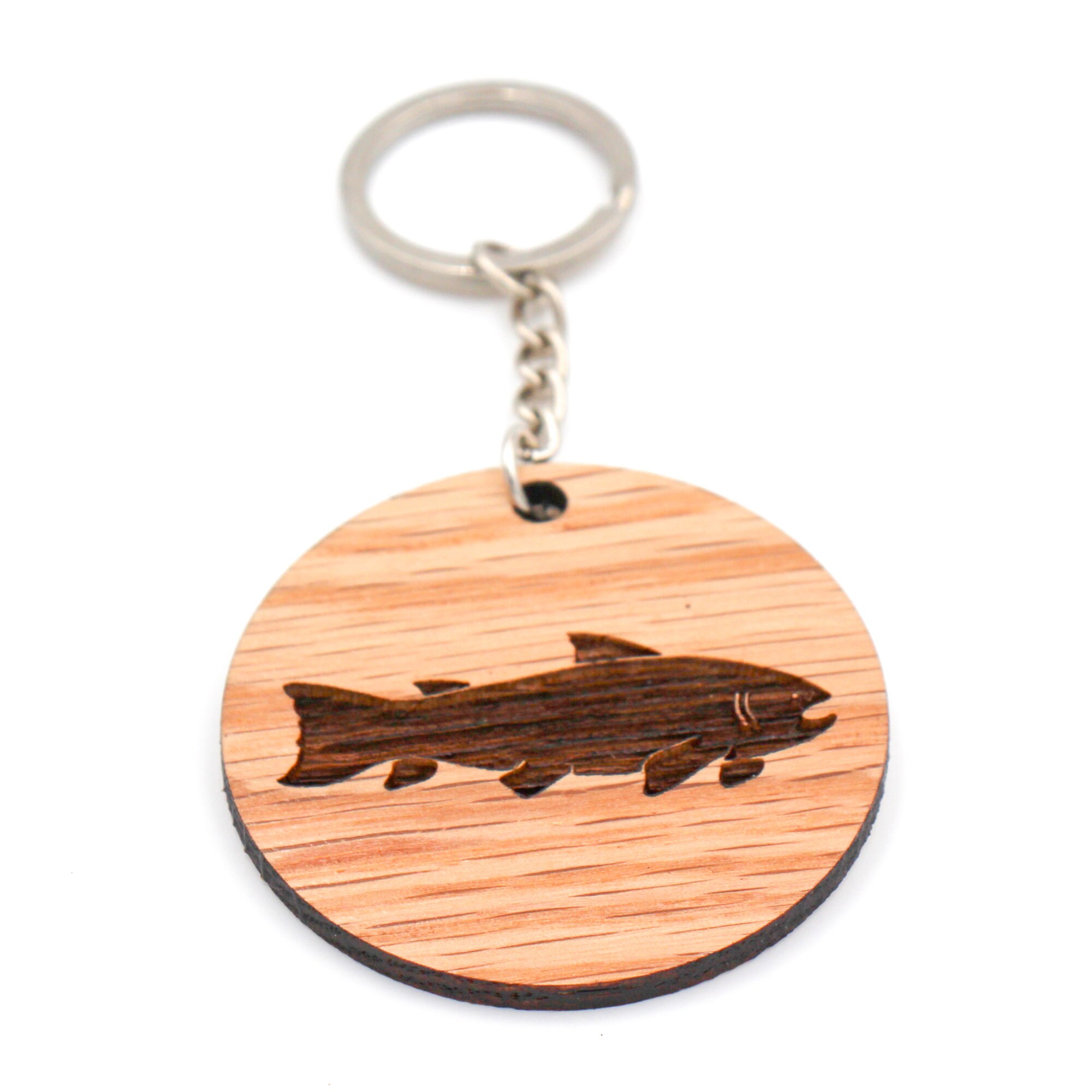 Fisherman's Gift / Fish Engraved Keychain / Wooden Keyring - Etsy