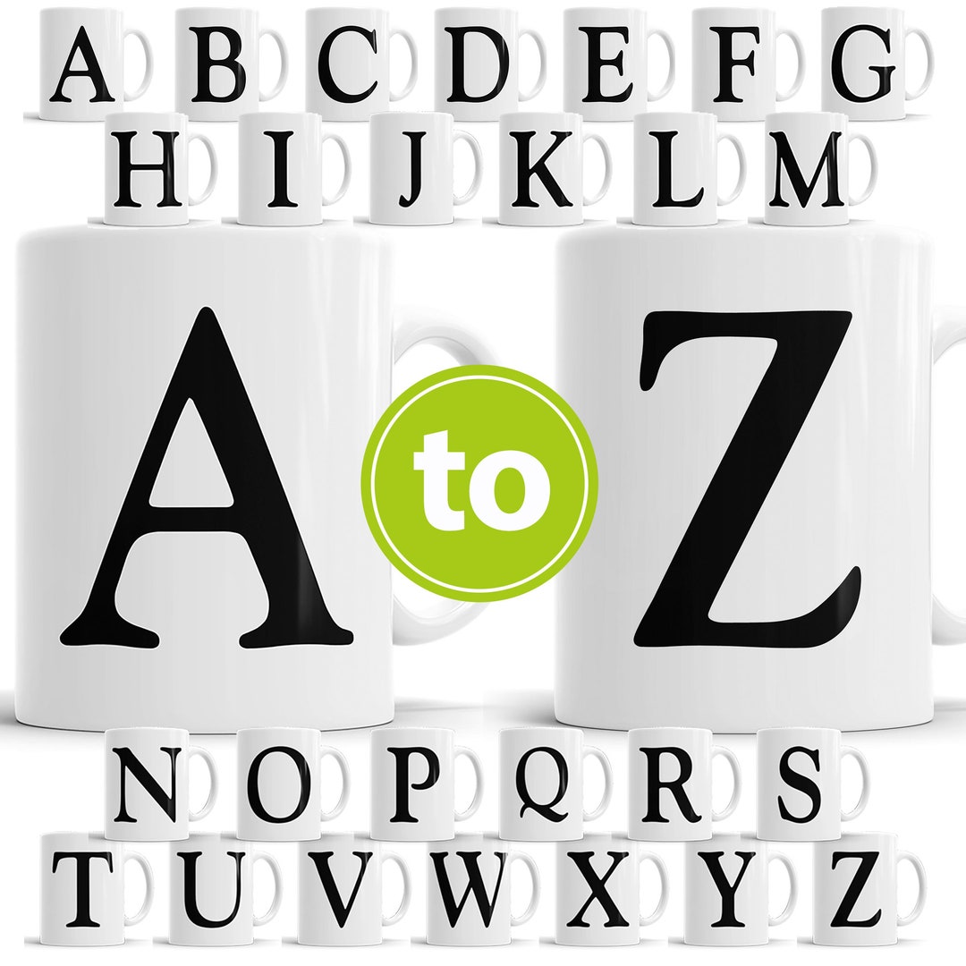Alphabet Mug Letter Mugs Initial Coffee Cup Birthday Fathers Day Gift ...