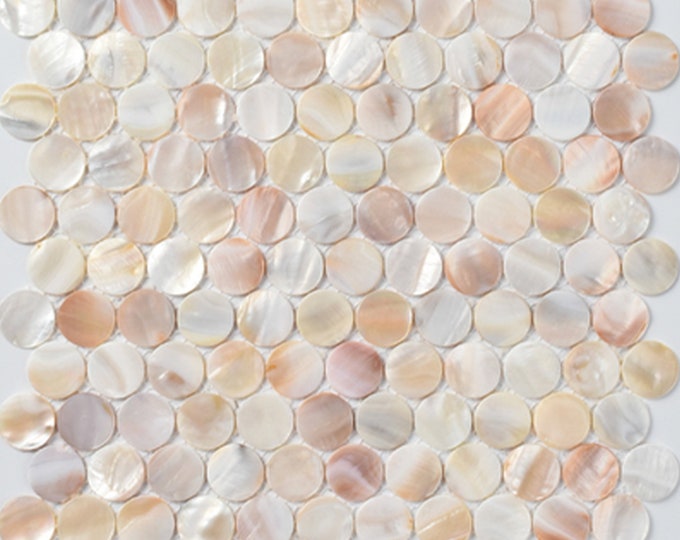 Handmade Serene Round Penny Mother of Pearl Mosaic Tile for Bathroom ...