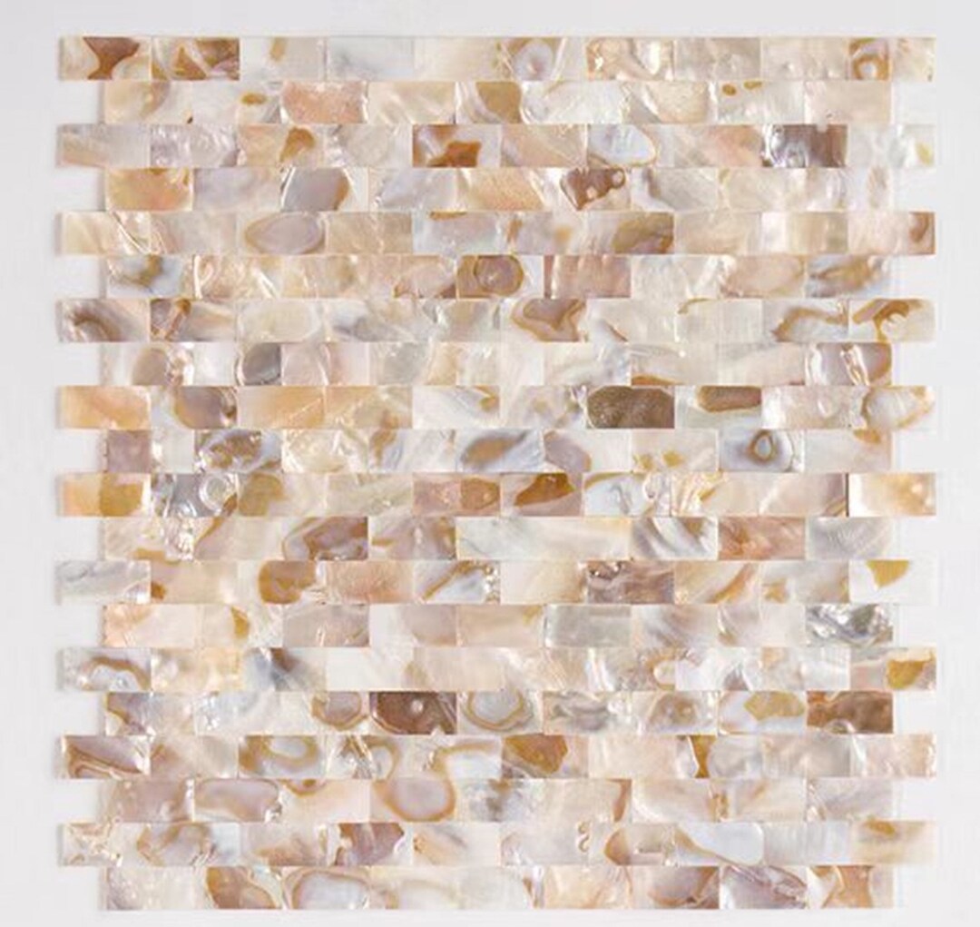 Handmade Iridescent Brick Groutless Mother of Pearl Tile for Bathroom ...