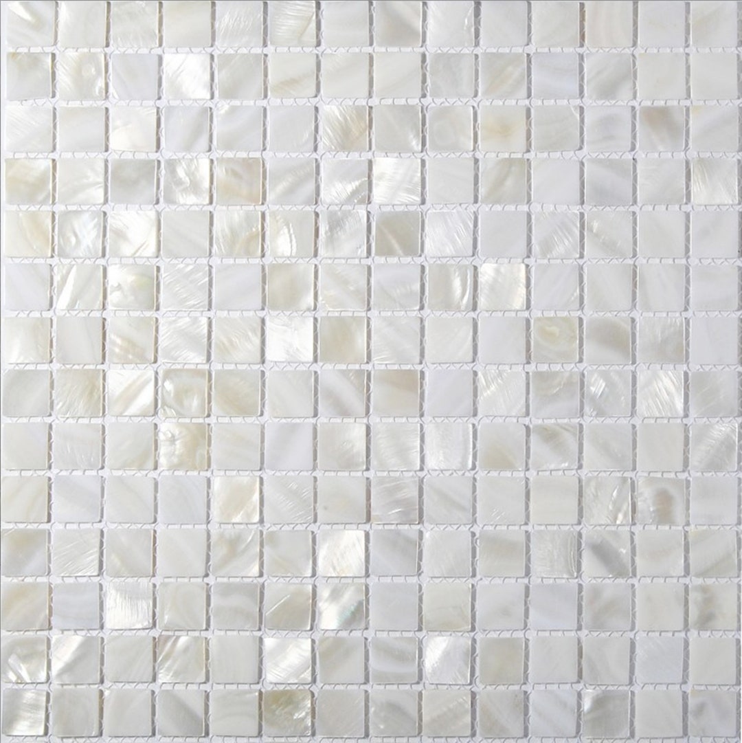Handmade White Square Mother of Pearl Mosaic Tile for Bathroom Kitchen ...