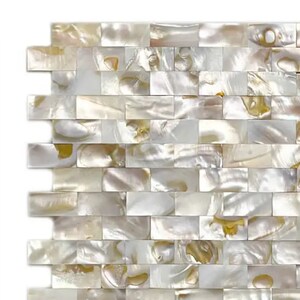 Handmade Groutless Iridescent Brick Mother of Pearl Mosaic Tile for ...