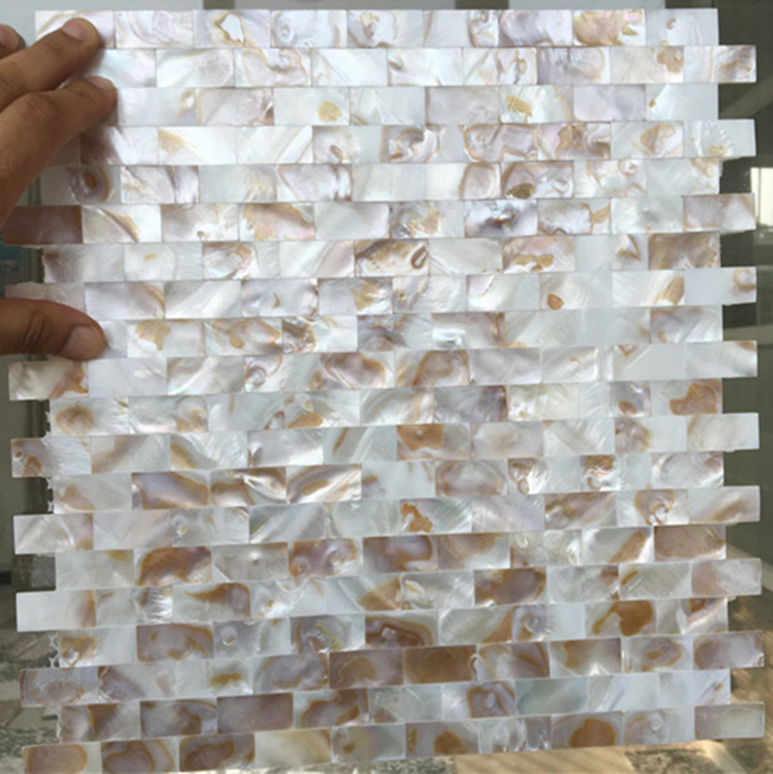 Handmade Groutless Iridescent Brick Mother of Pearl Mosaic | Etsy