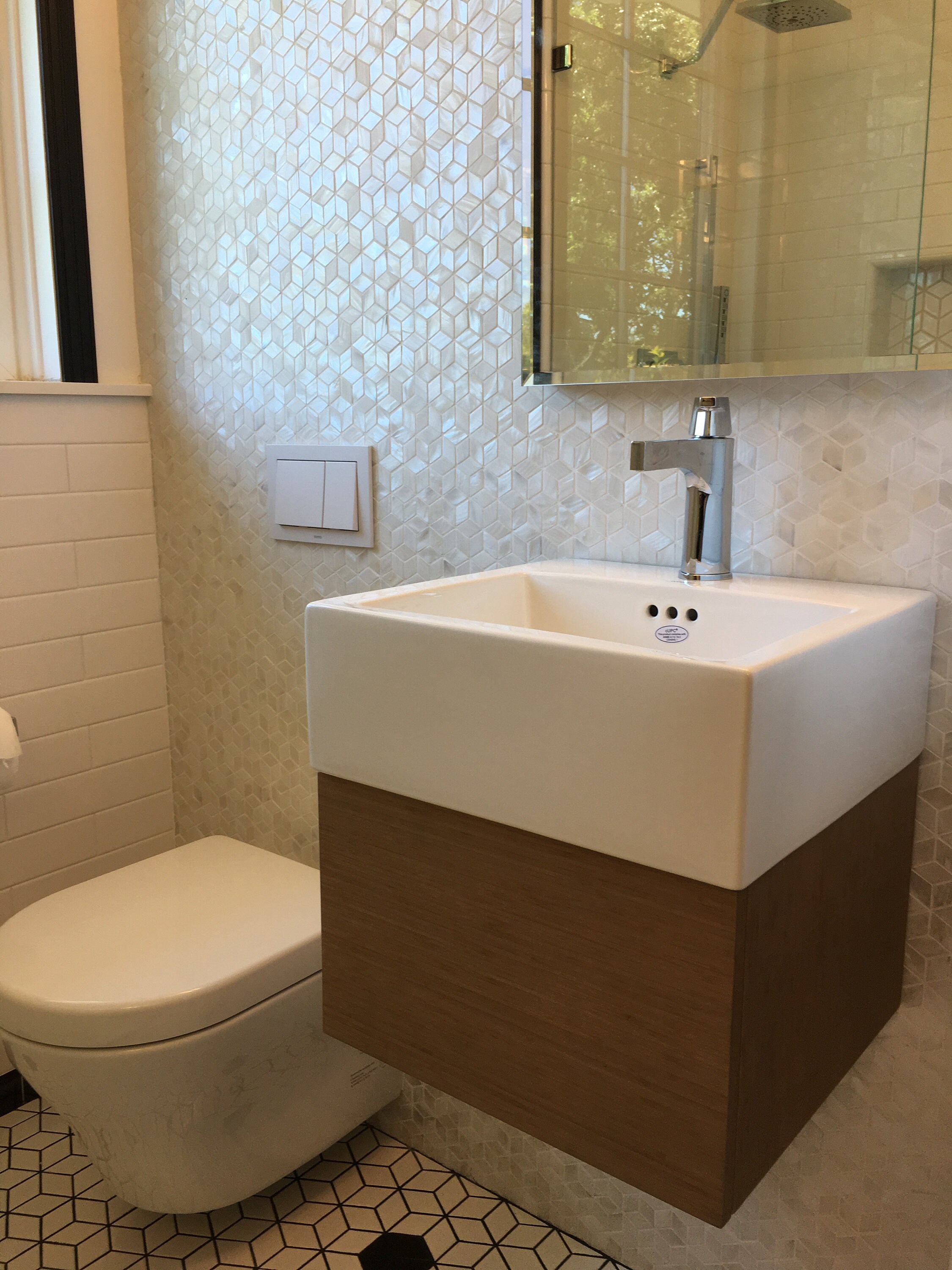 Handmade White Rhombus Mother of Pearl Mosaic Tile for Bathroom Kitchen ...