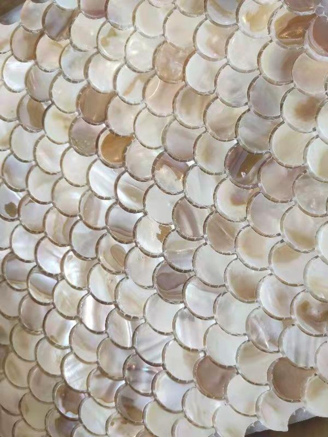 Premium Fish Scale Mother of Pearl Mosaic, Natural Scallop Shell Tile ...