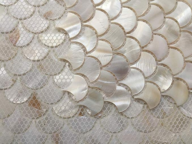 Handmade White Fish Scale Mother of Pearl Mosaic Tile for - Etsy