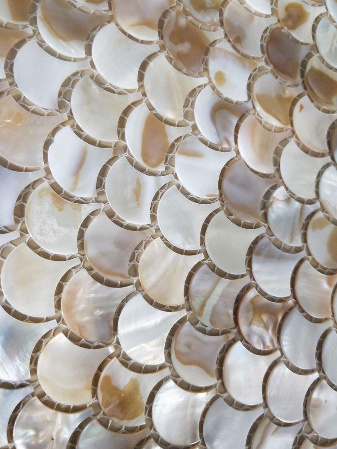 Premium Fish Scale Mother of Pearl Mosaic, Natural Scallop Shell Tile ...