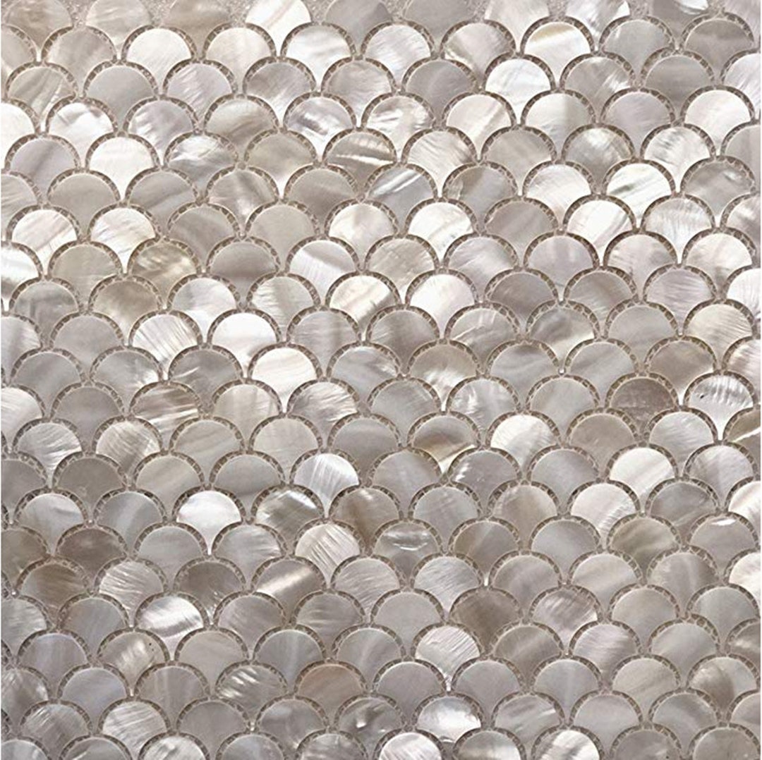 Handmade White Fish Scale Mother of Pearl Mosaic Tile for Bathroom ...