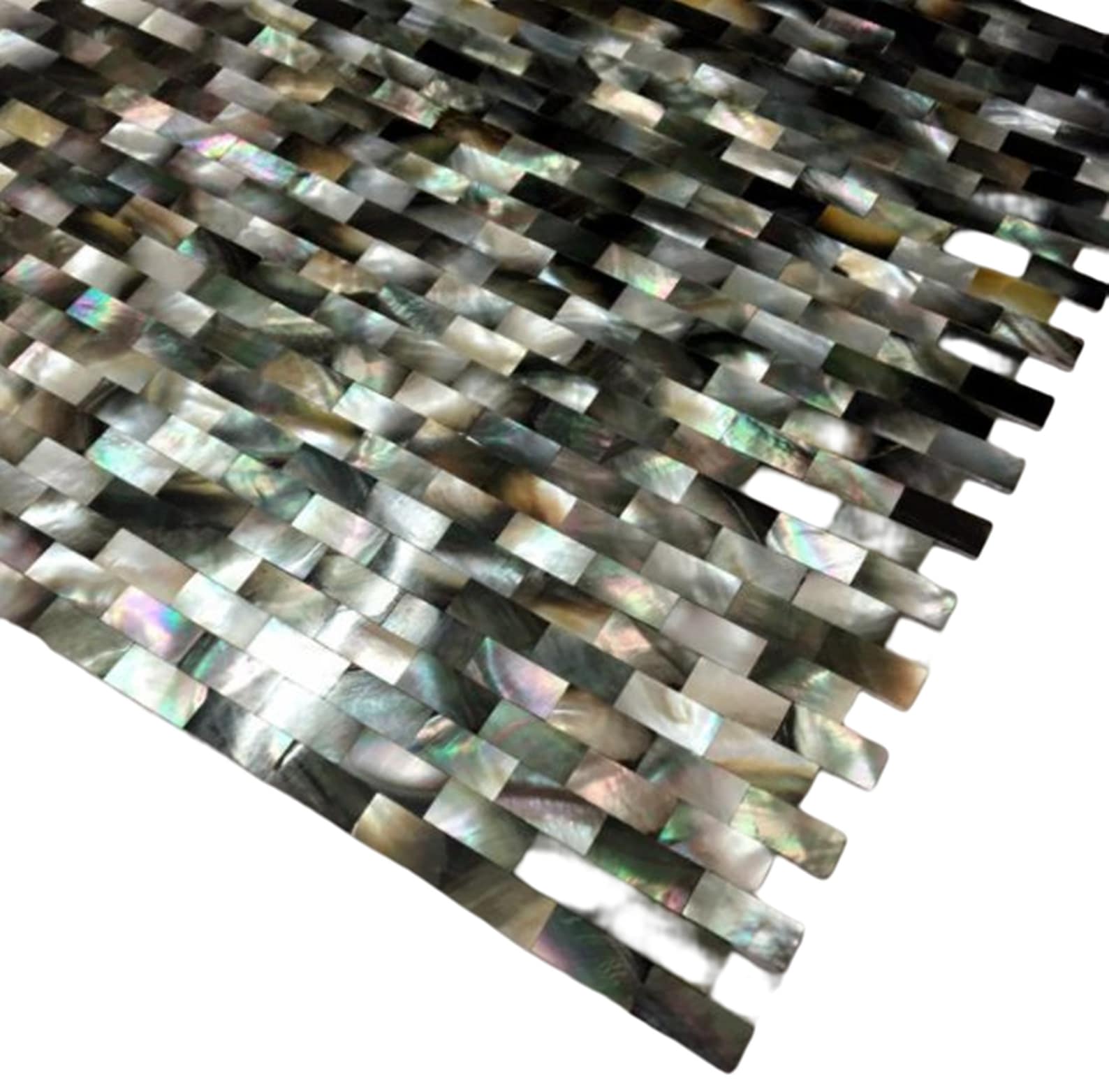 Handmade Groutless Black Brick Mother of Pearl Mosaic Tile for - Etsy