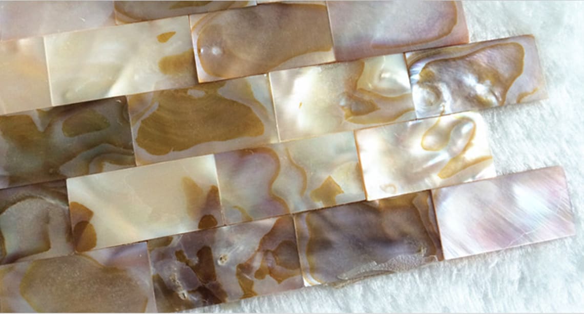 Handmade Groutless Brick Mother of Pearl Mosaic Tile for | Etsy