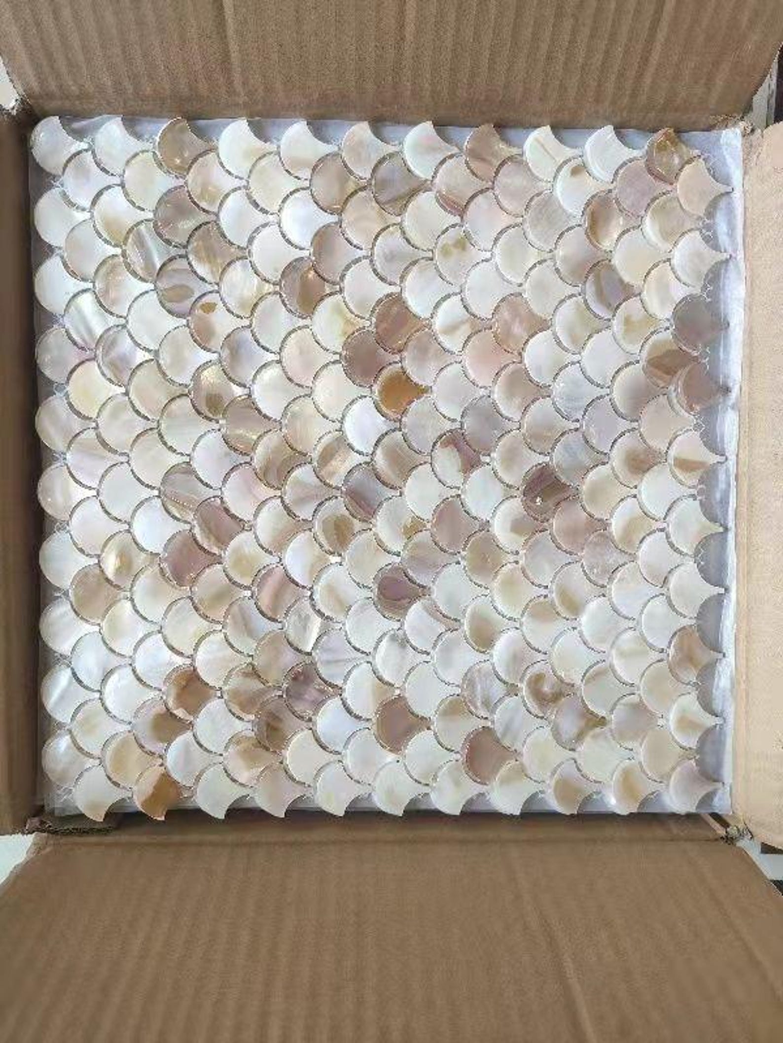 Premium Fish Scale Mother of Pearl Mosaic, Natural Scallop Shell Tile ...