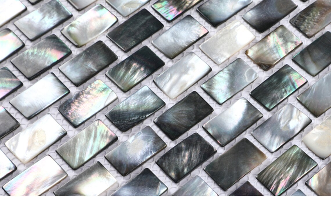 Handmade Seashell Brick Black Lip Mother of Pearl Mosaic Tile | Etsy