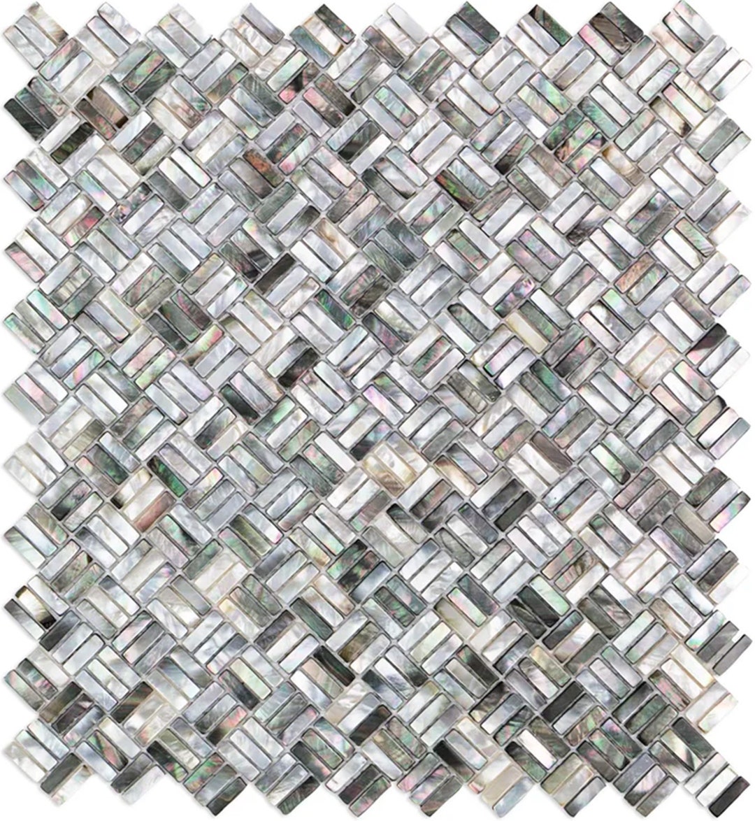 Black Seashell Mini Brick Mother of Pearl Mosaic Tile for Bathroom ...