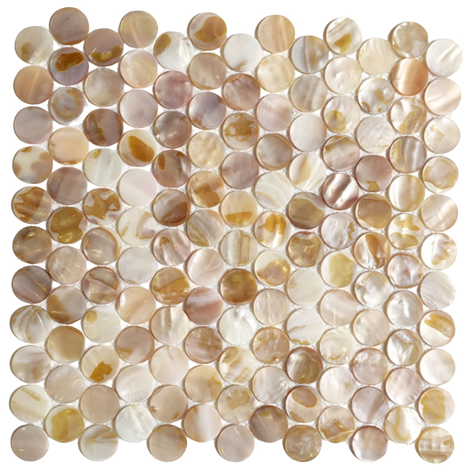 Handmade Iridescent Round Penny Mother of Pearl Mosaic Tile for ...