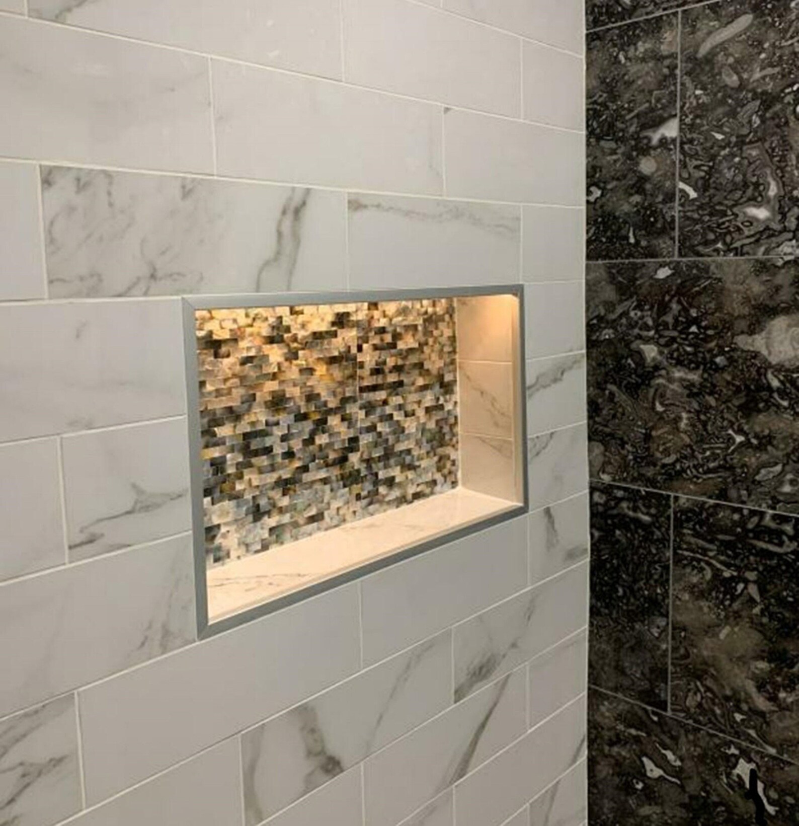 Handmade Groutless Black Brick Mother of Pearl Mosaic Tile for | Etsy