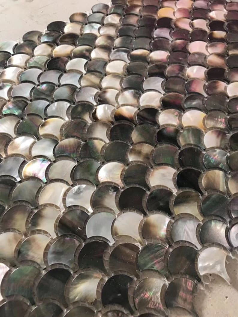 Handmade Genuine Black Lip Fish Scale Mother of Pearl Mosaic Tile for ...