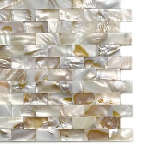 Handmade Groutless Iridescent Brick Mother of Pearl Mosaic Tile for ...