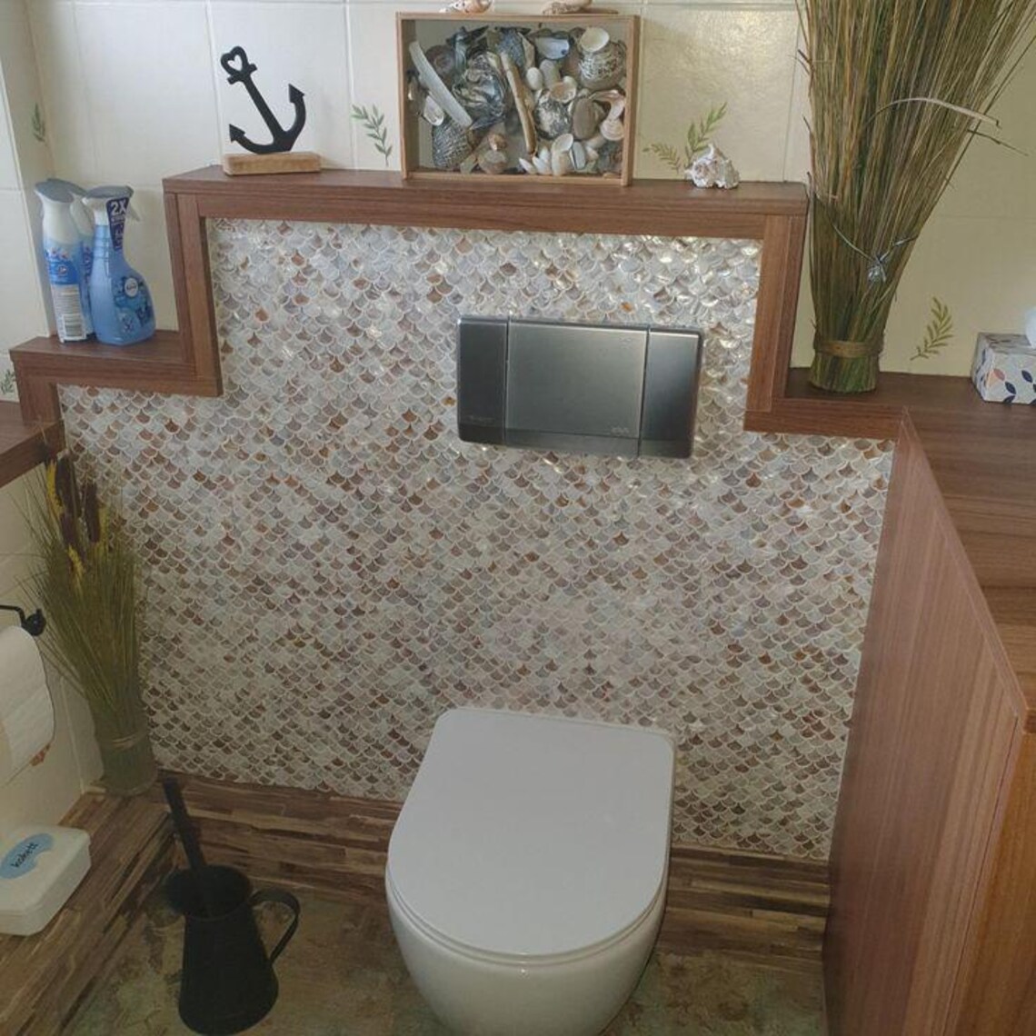 Premium Fish Scale Mother of Pearl Mosaic, Natural Scallop Shell Tile ...