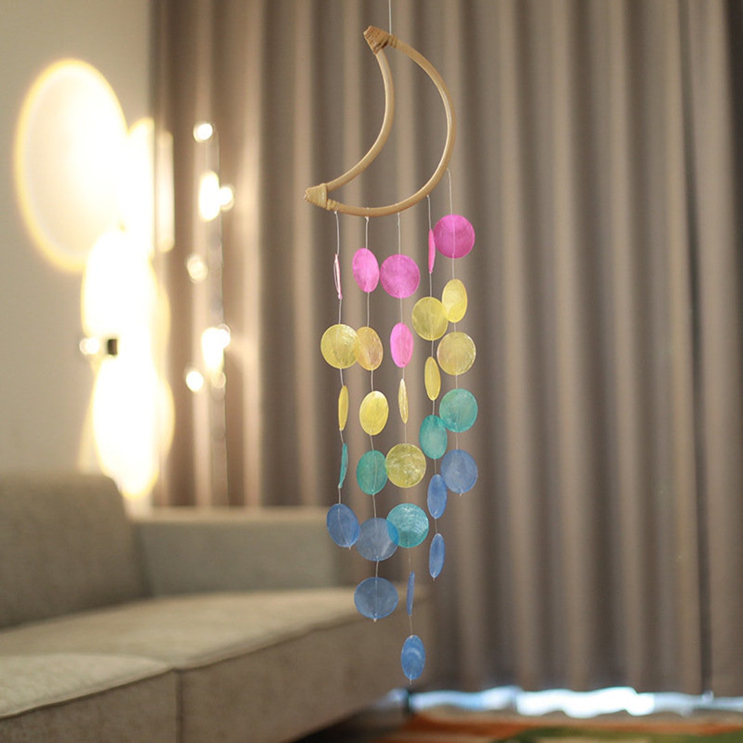 Colorful Large Capiz Shell Wind Chime | Special Gift, Mom Gift, Capiz ...