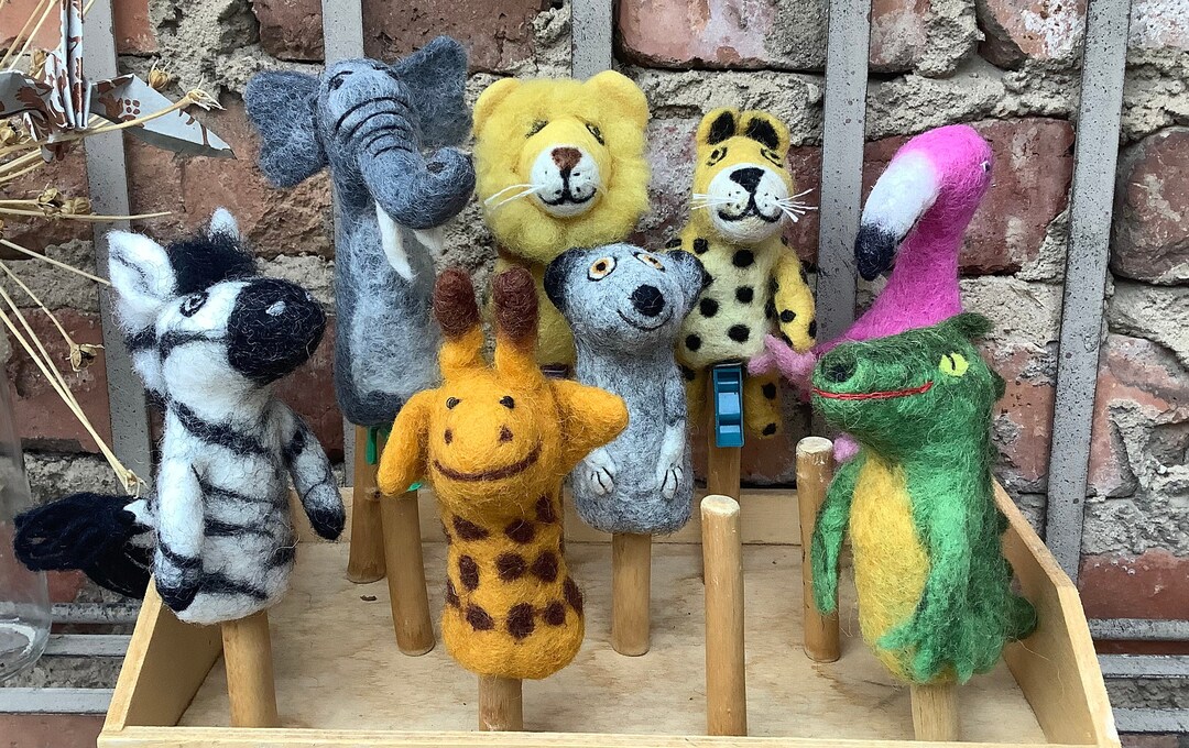 Filz Fingerpuppe Giraffe LÖWE Krokodil Zebra LEOPARD Elefant ...