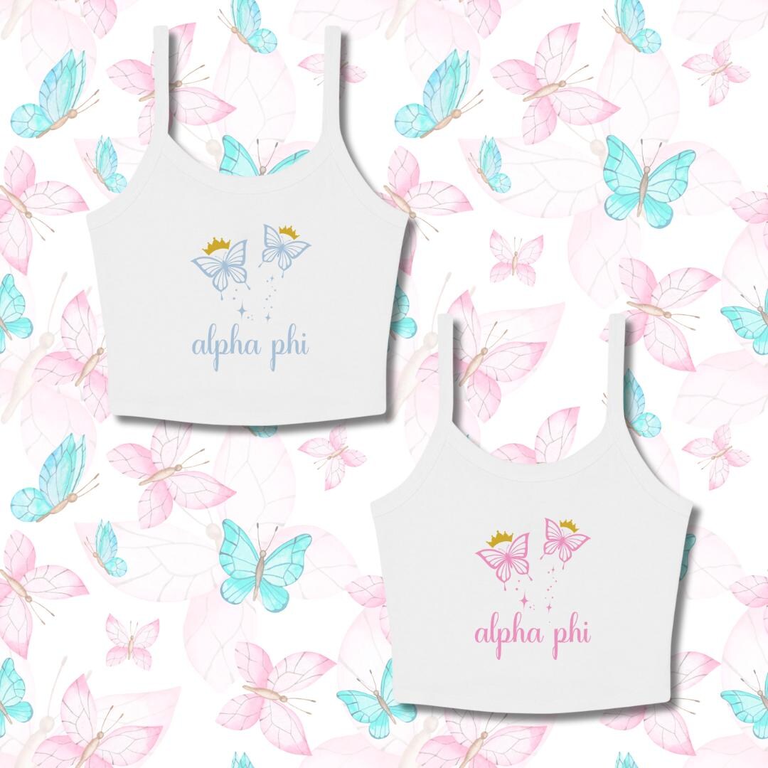 Alpha Phi Butterfly Princess Micro Tank | Bid Day Crop Tank Top ...