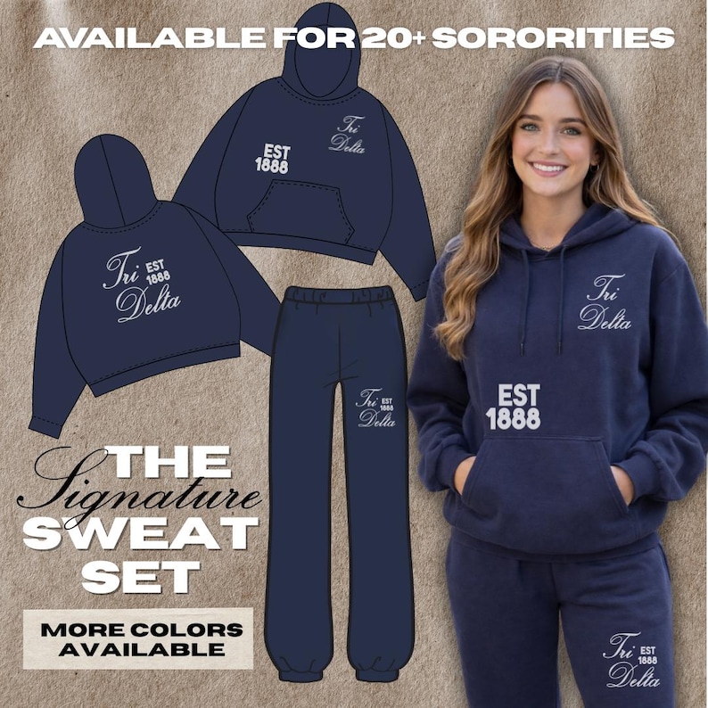 The Signature Sweat Set| Sorority Established Date Hooded Sweatshirt ...