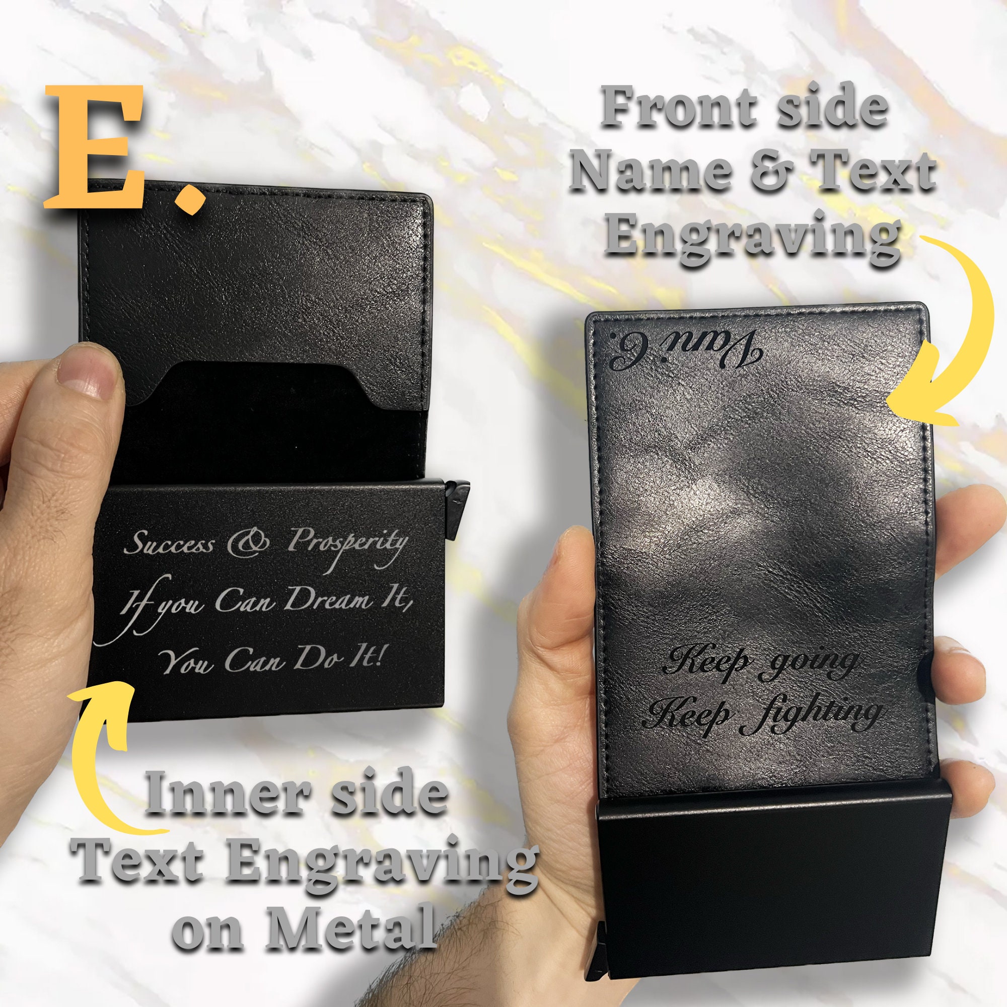 Personalised Leather Pop up Wallet RFID Slim Wallet Name & - Etsy