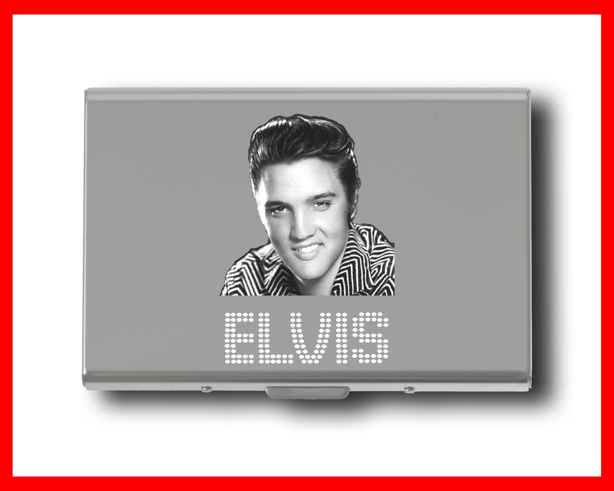 Photo & Text Engraved Elvis Presley Card Case Wallet Personalised Gift ...