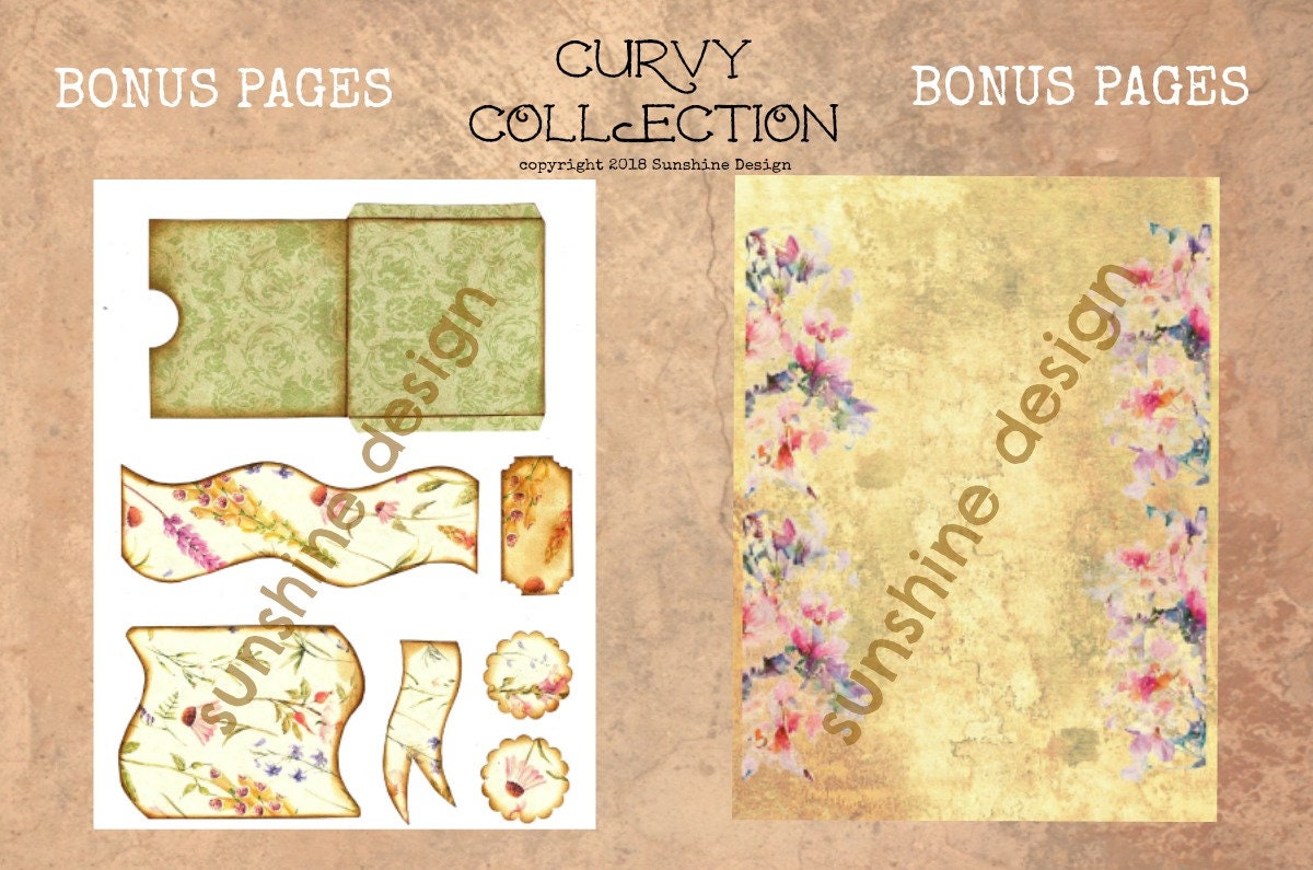 Journal Printable curvy Template Collection Floral, Junk Journal Kit ...
