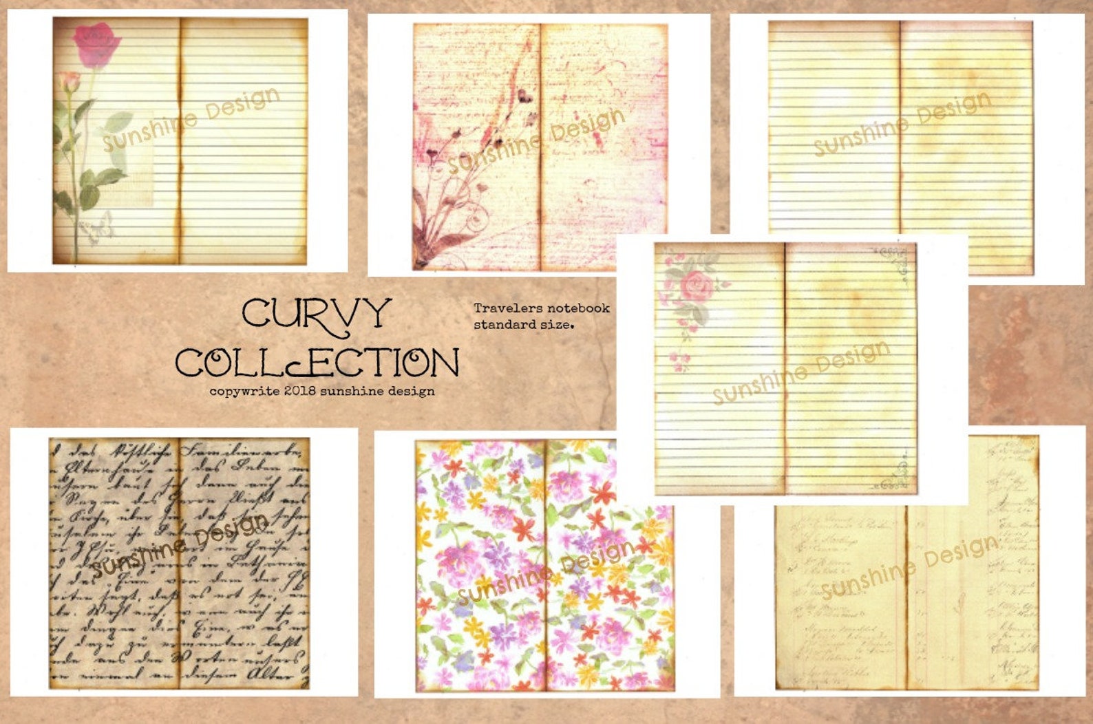 Journal Printable curvy Template Collection | Etsy