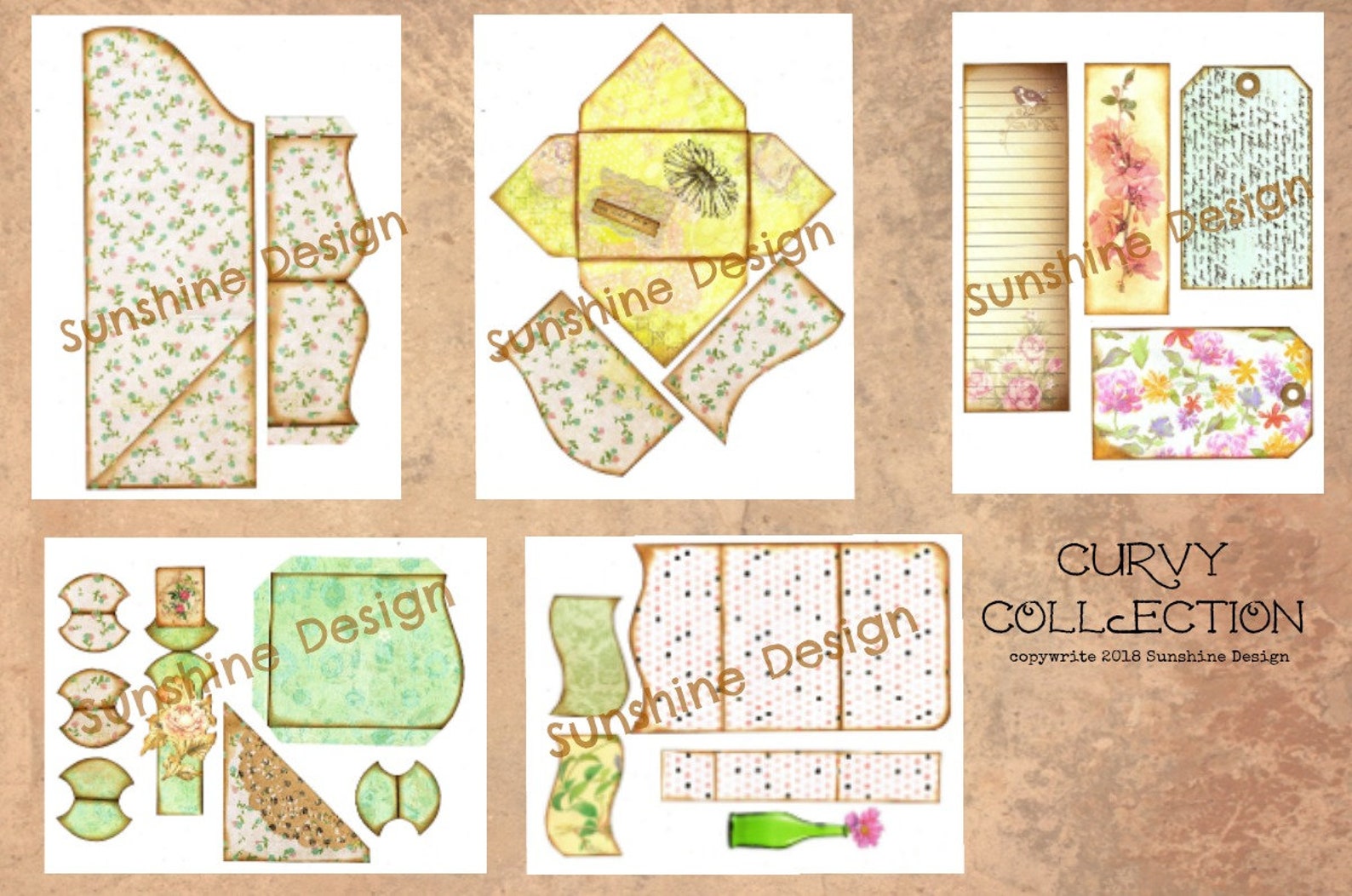 Journal Printable curvy Template Collection | Etsy