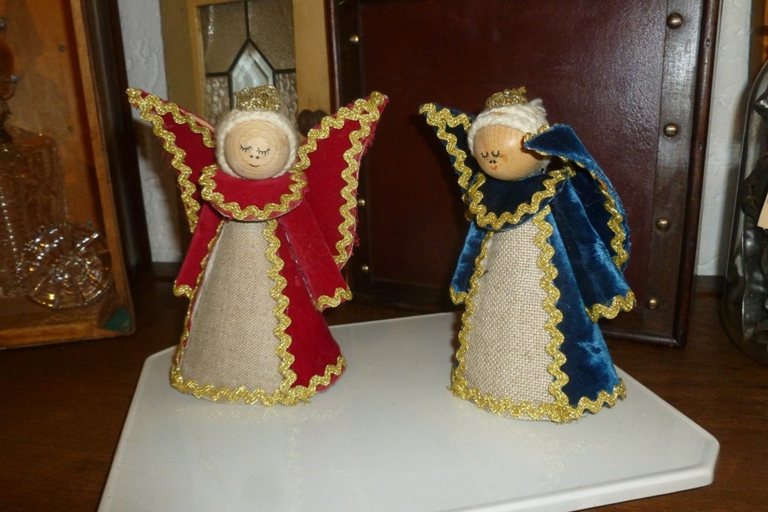 2 Enchanting Ancient Angels Velvet & Gold Strands - Etsy