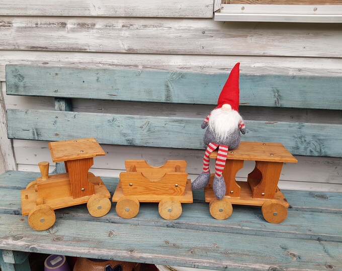 Large Gnome Railway WOOD Train Railway Locomotive With 2 Cars - Etsy