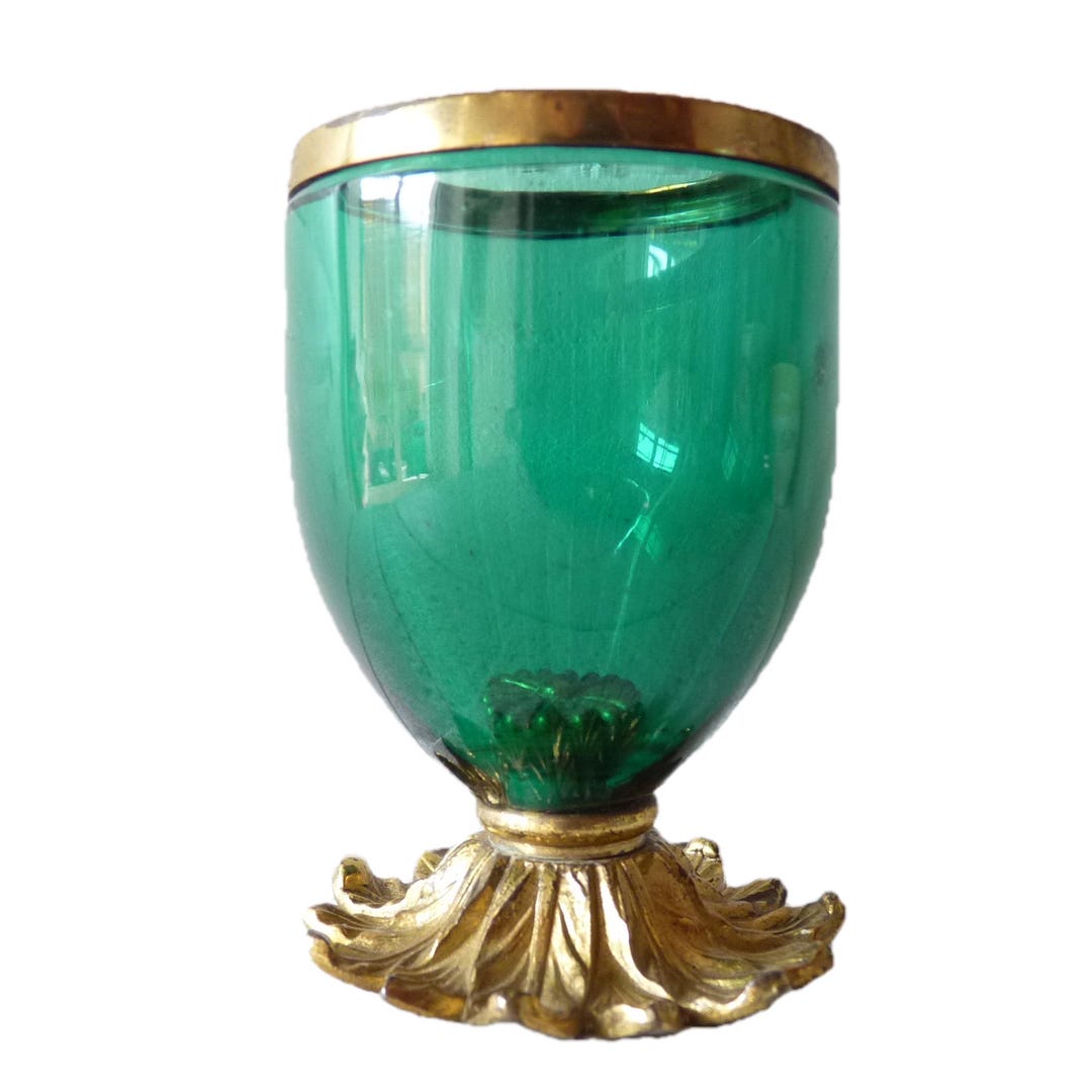 Antique Goblet Glass Biedermeier Historicism Lancet Leaves Foot Mount ...